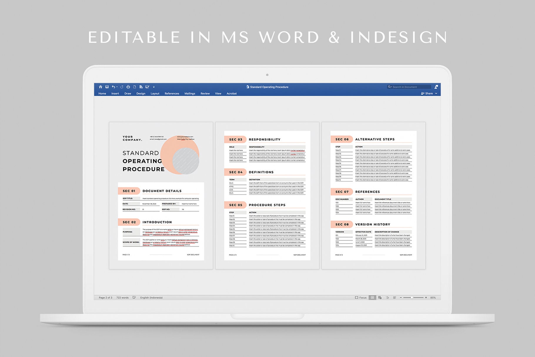 Standard Operating Procedure Template SOP Template Microsoft Word ...