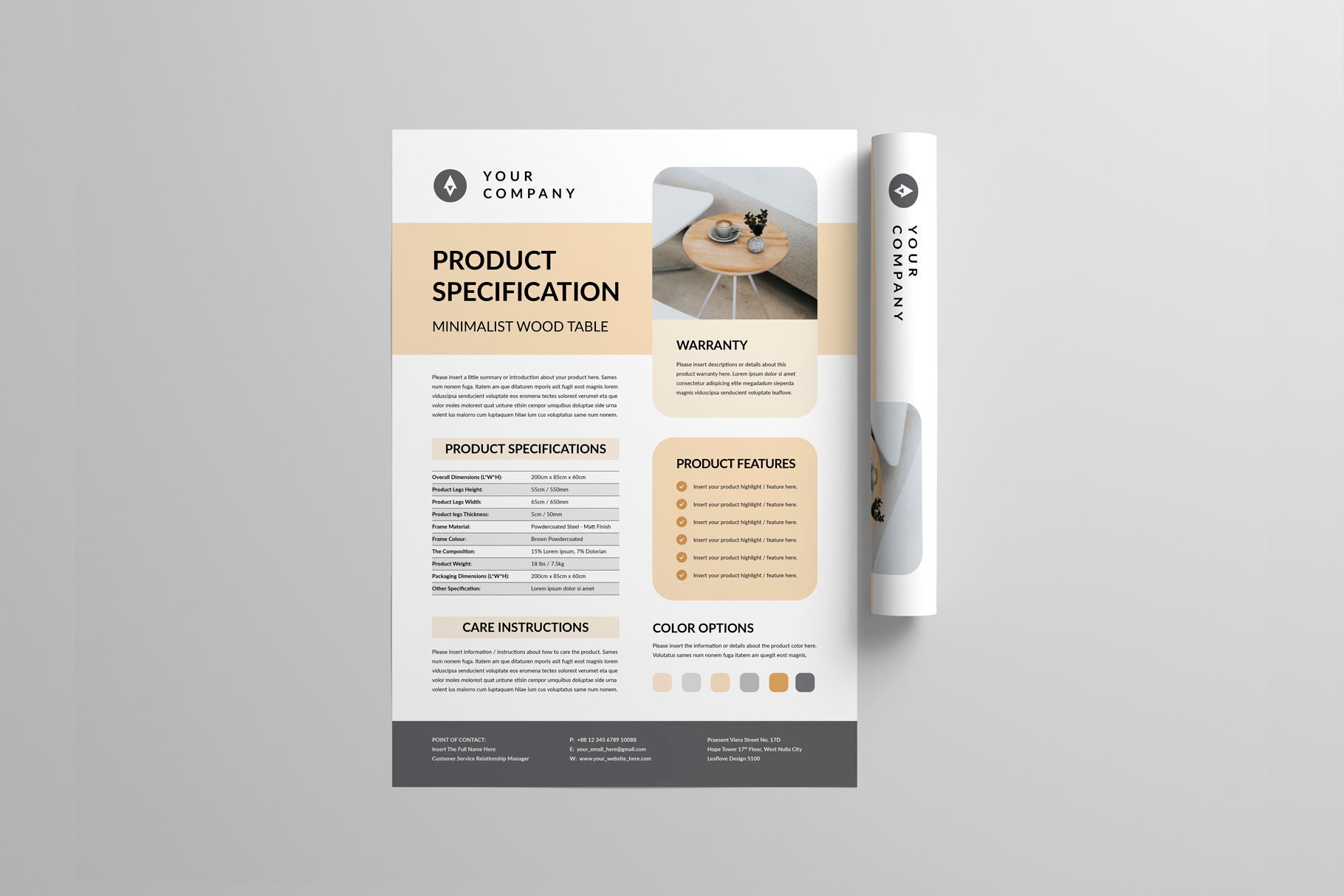 Product Specification Sheet Template MS Word Template Interior Design ...