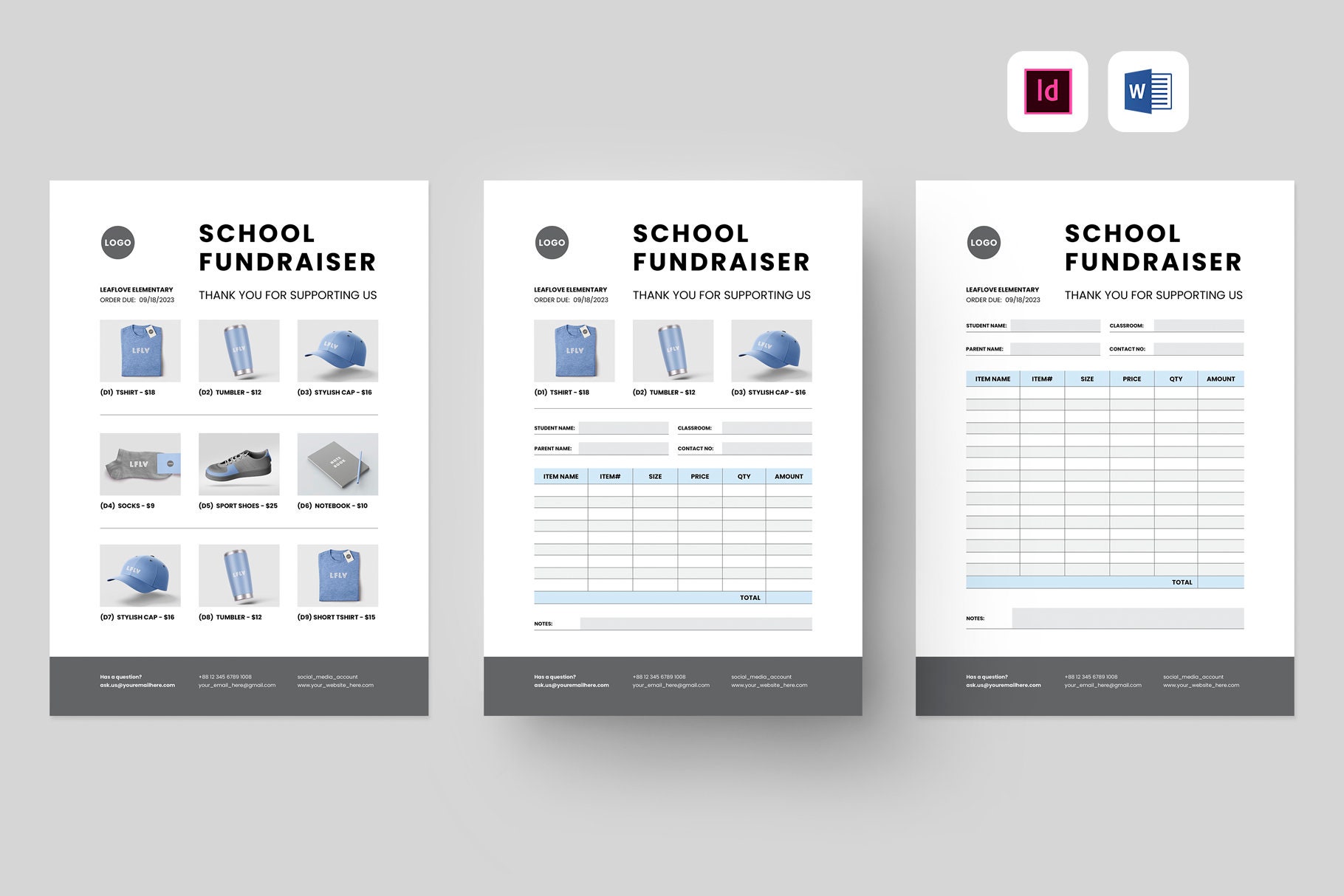 School Fundraiser Order Form Template MS Word Template Fundraising Form ...