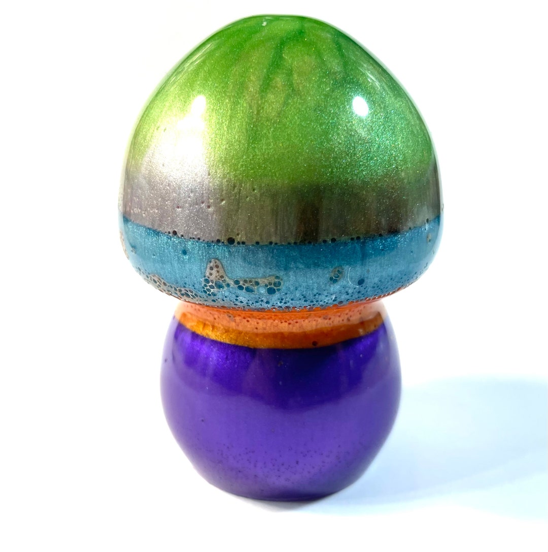 Boho Hippie Mushroom Decor Totem Statue, Rainbopw Multi Green Blue ...
