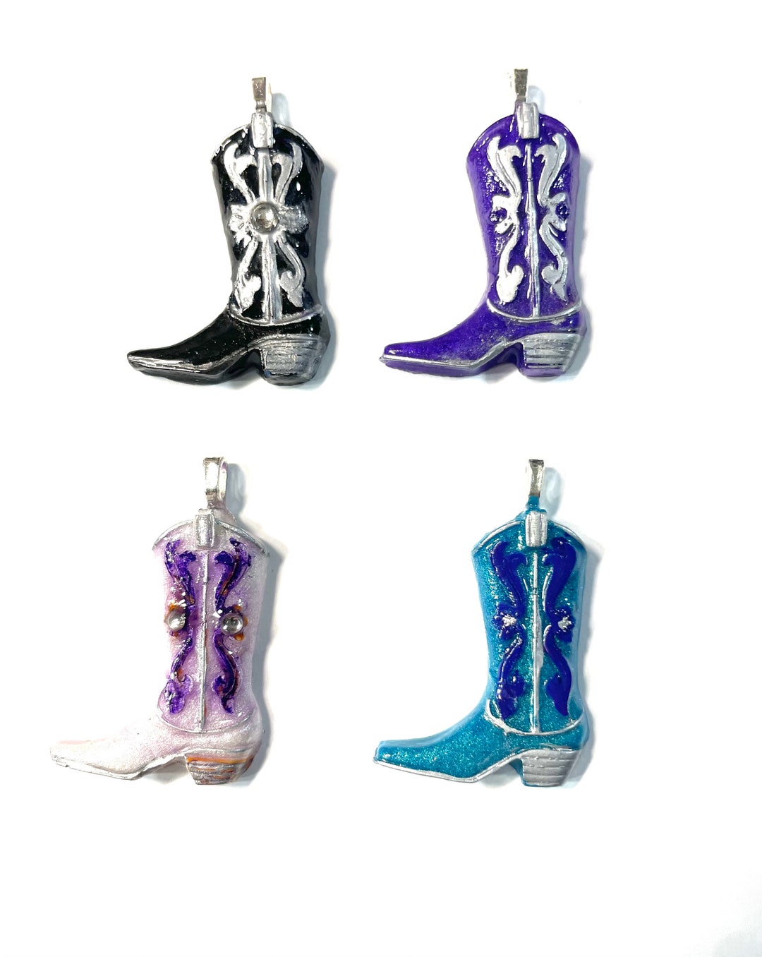 1.5" Western Cowboy Boot Pendant, With Detail Gift Boxed, Handpoured ...