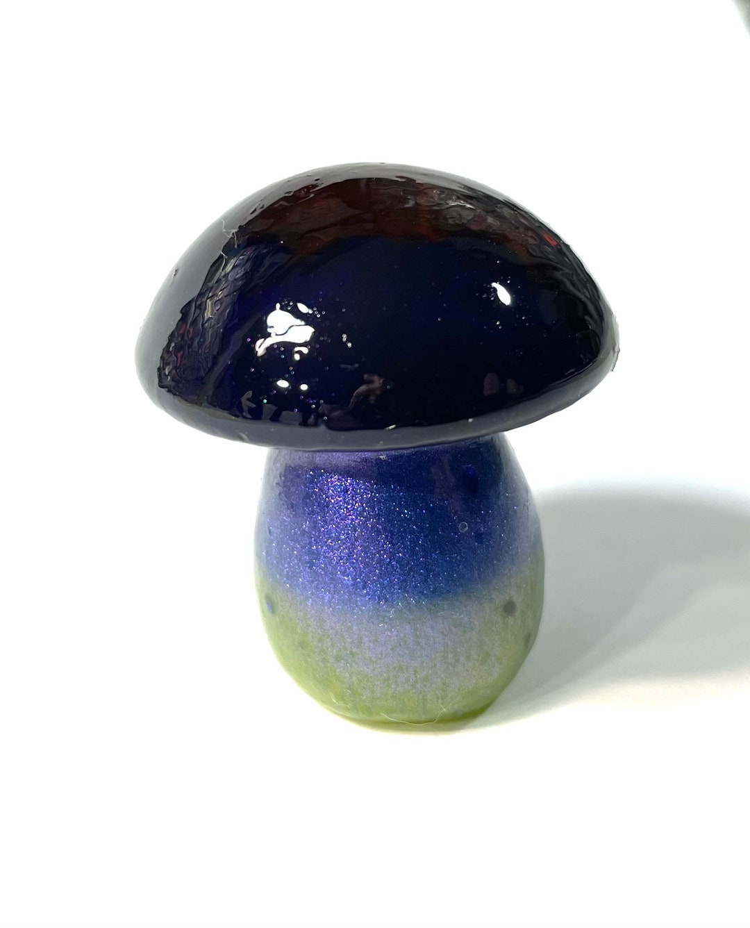 Boho Hippie Mushroom Decor Totem Statue, Purple, Yellow, Brown, @2 Inch ...