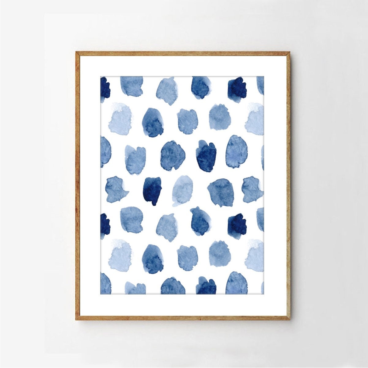 Blue Watercolor Print Set Indigo Blue Printing Coastal - Etsy