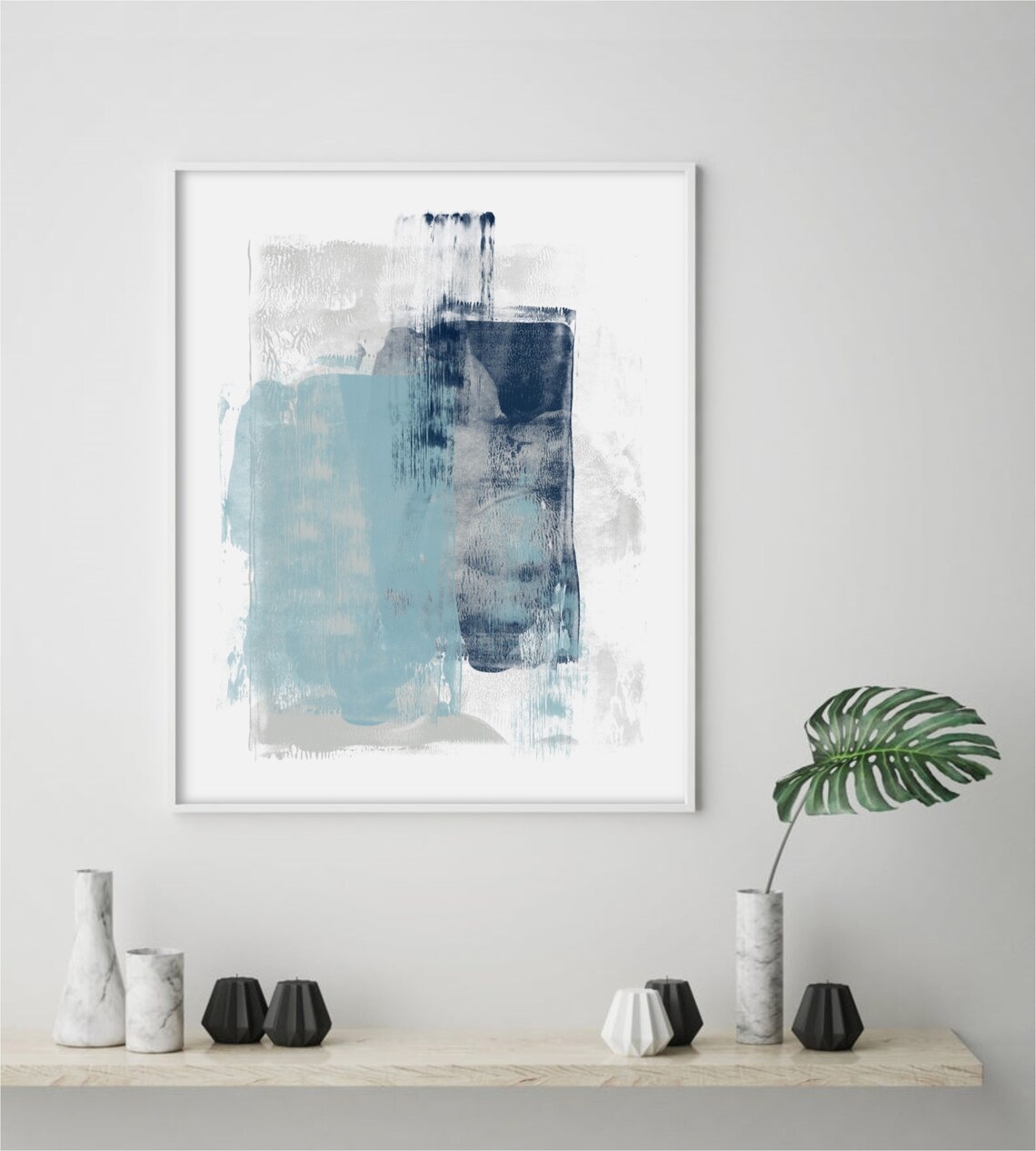 Blue Gray Abstract Art Printable, Contemporary Art, Brushstroke ...