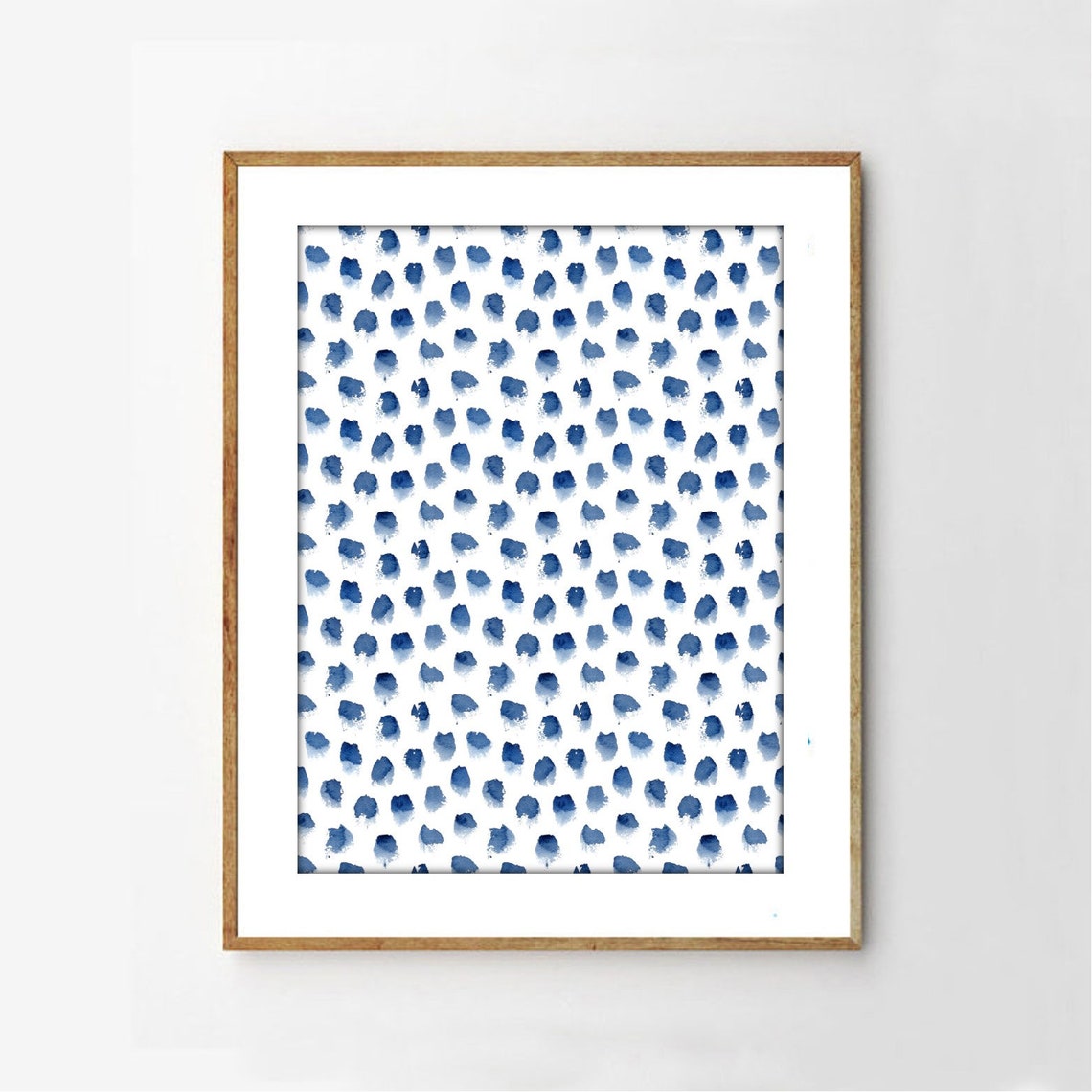 Blue Watercolor Print Set Indigo Blue Printing Coastal - Etsy