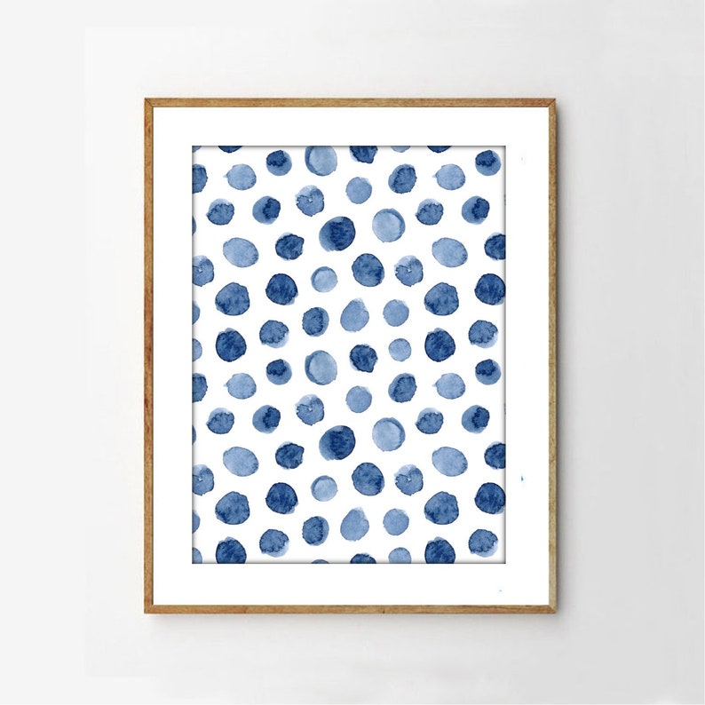 Blue Watercolor Print Set Indigo Blue Printing Coastal - Etsy