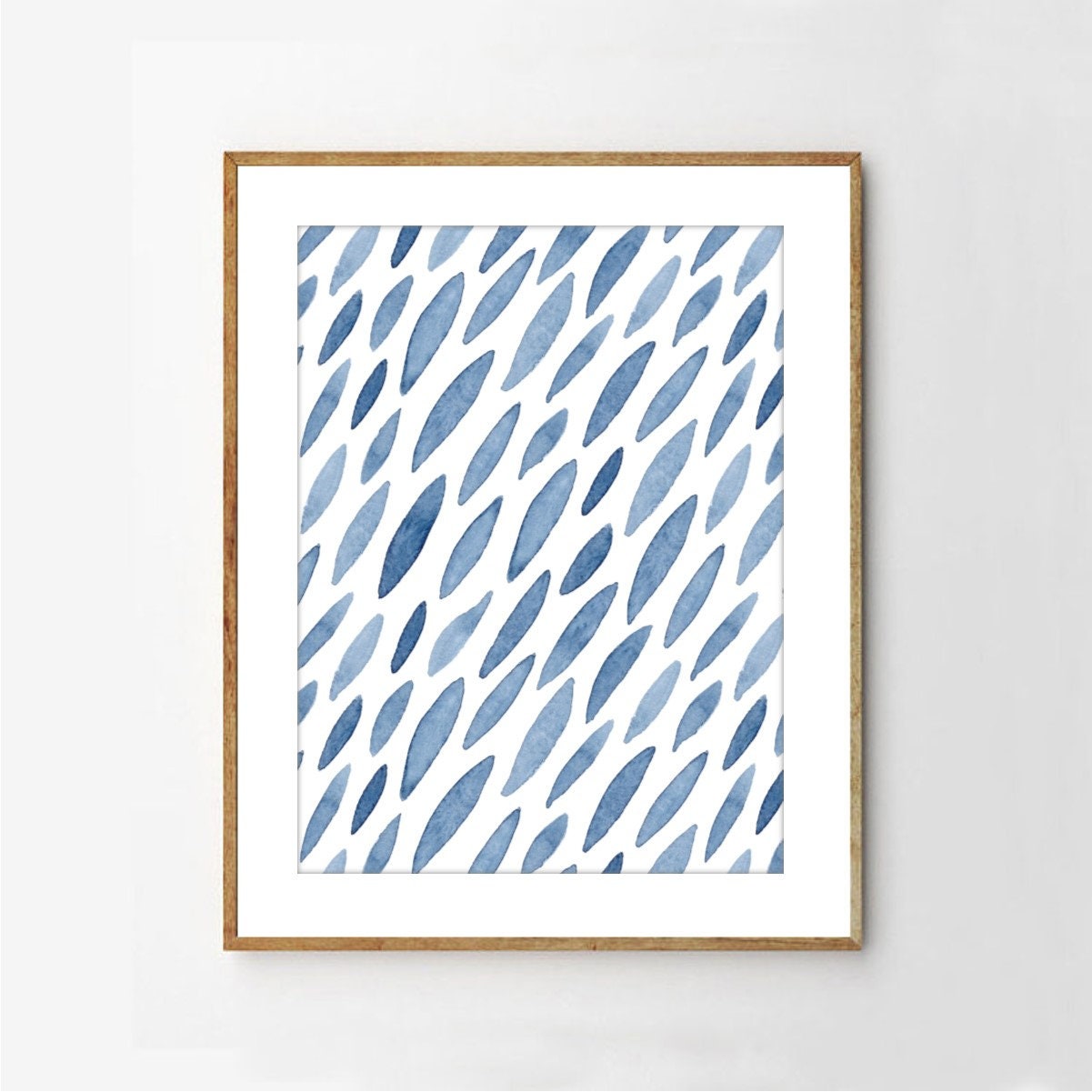 Blue Watercolor Print Set Indigo Blue Printing Coastal - Etsy