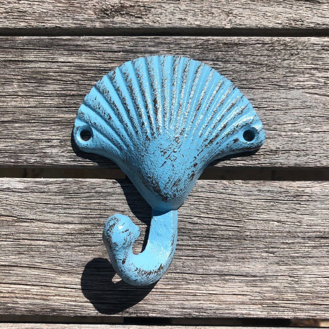 Cast Iron Sea Shell Hook, Towel Hook, Coat Hook, Nautical Hook, Beach ...