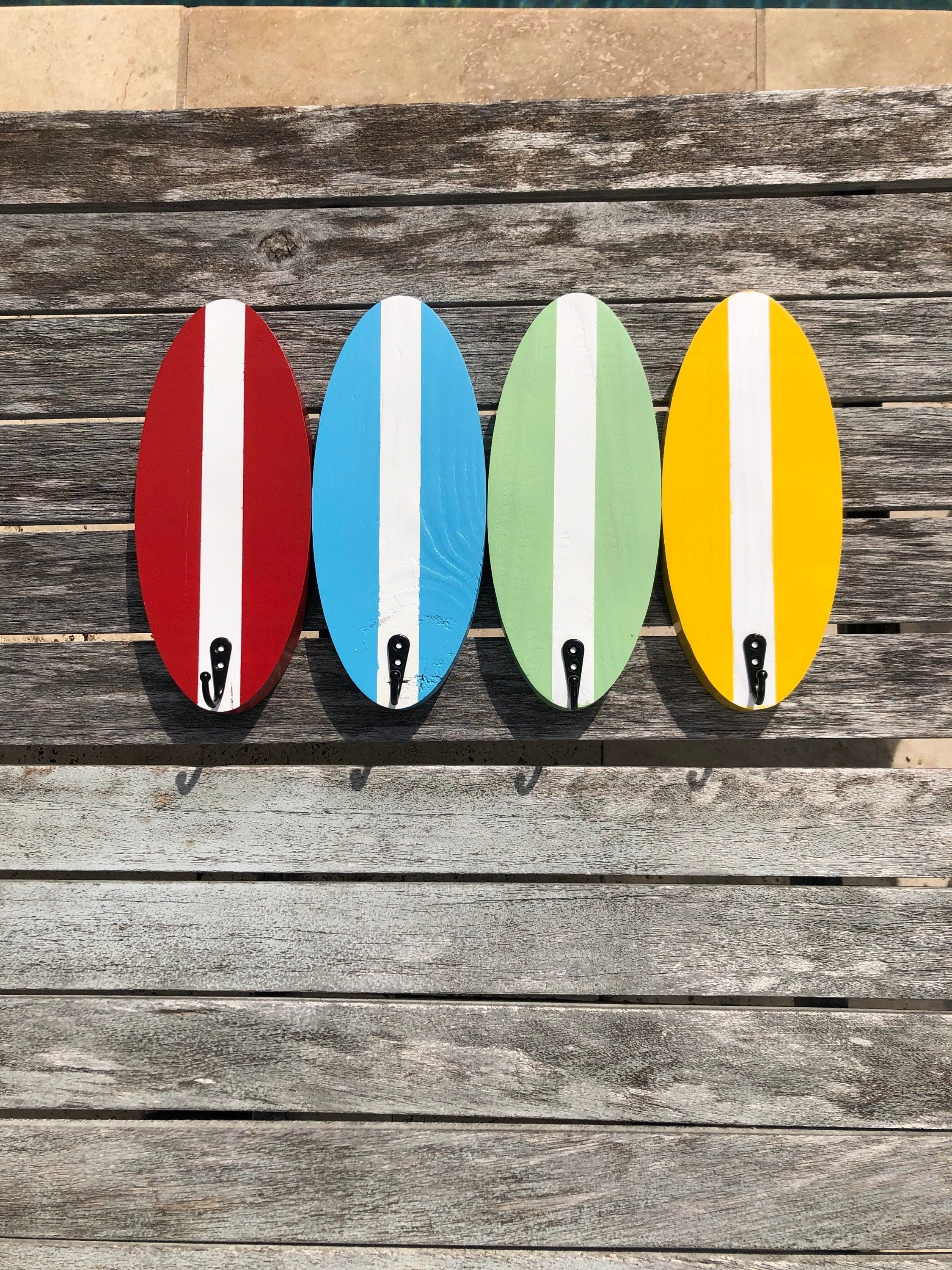 Surfboard Towel Rack, Wooden Surfboard Decor, Beach Decor, Surfboard ...