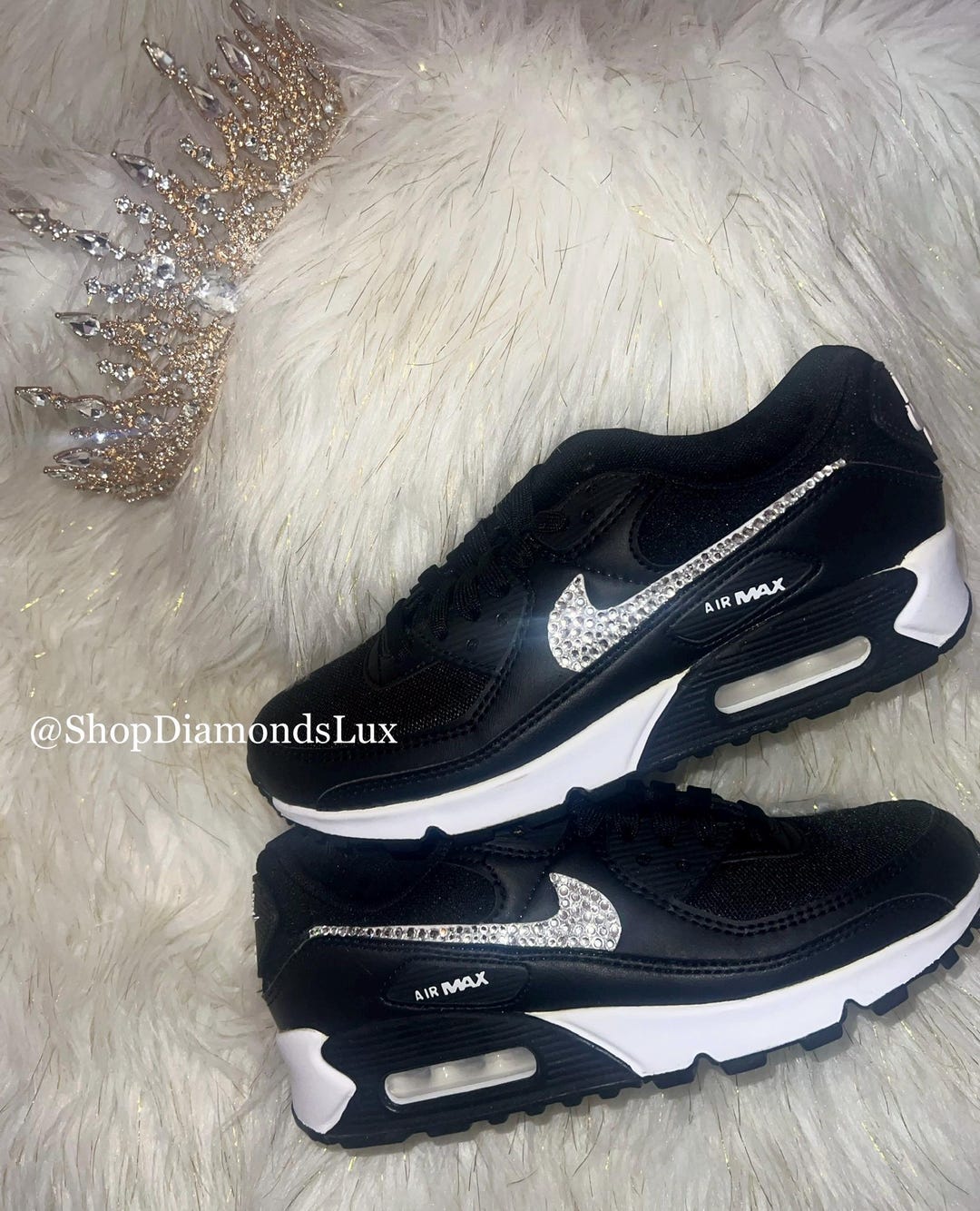 Swarovski Bling Nike Air 90 Women's Custom Sneakers Girl's Shoes - Etsy