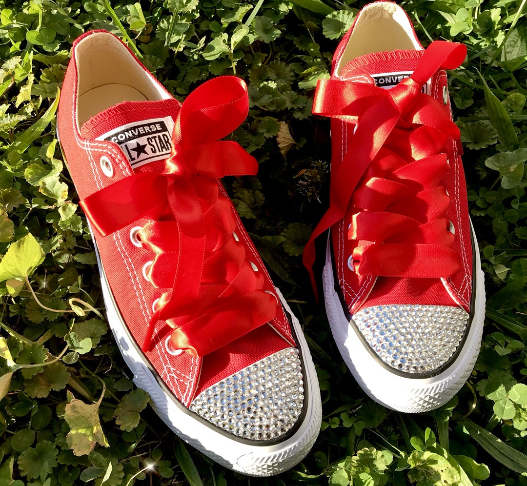 Red Converse With Swarovski Crystal Women's Bling Shoes - Etsy