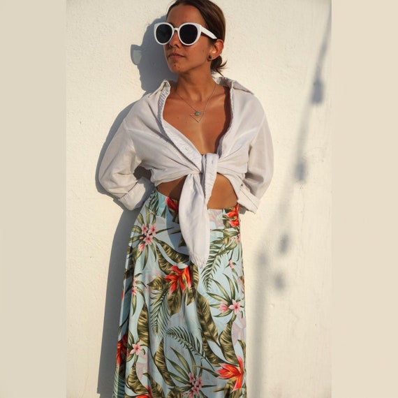 Womens Long Skirt Coconut Girl Tropical Floral Print Dress | Etsy