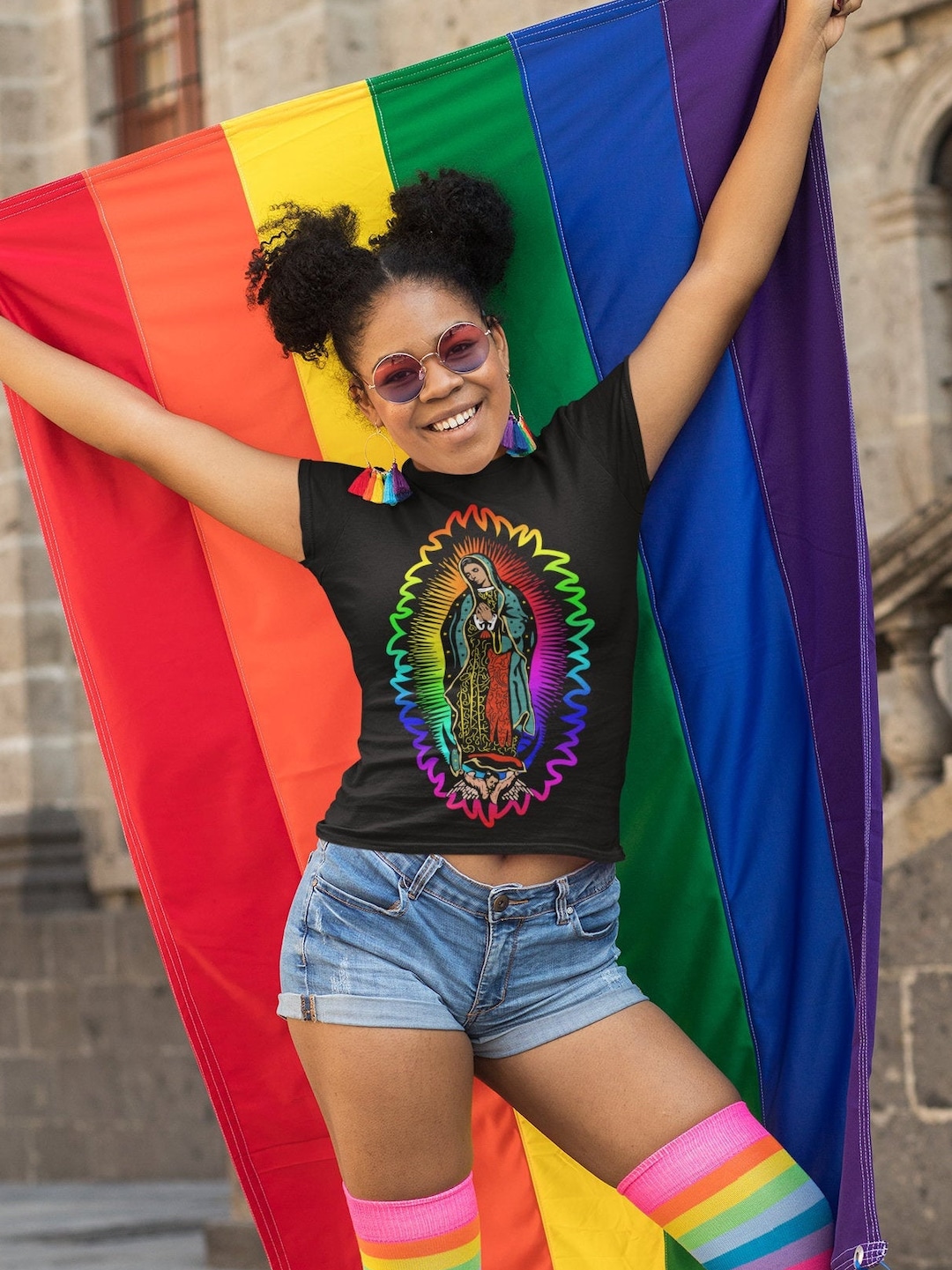 Our Lady of Guadalupe Women's Tshirt, Rainbow Pride Blouse, Saint ...