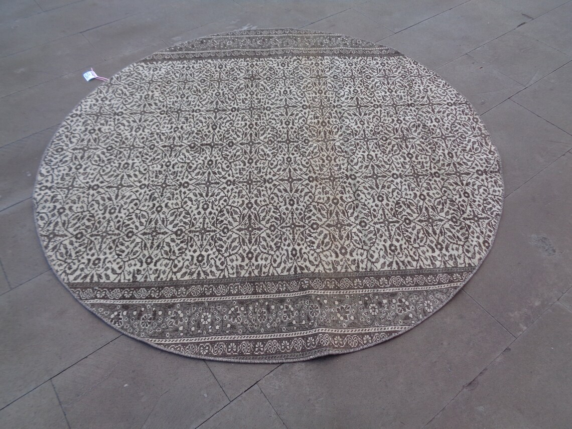 Circle Rugvintage Round Ruglow Pile Company Rugnatural - Etsy