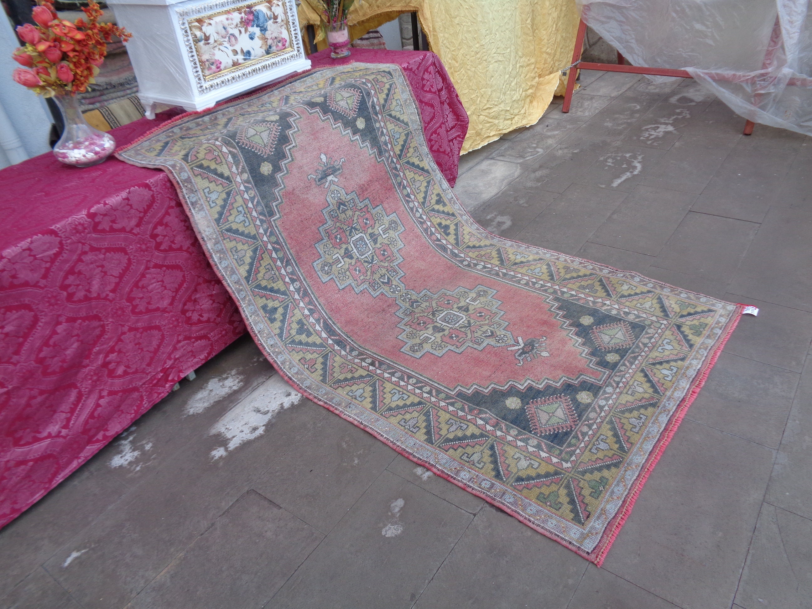 Dining Room RugFaded Turkish Vintage RugHand Made Boho | Etsy