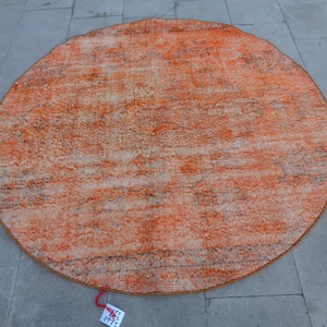 Circular Rug,vintage Round Rug,low Pile Kitchen Rug,overdyed Nursery ...