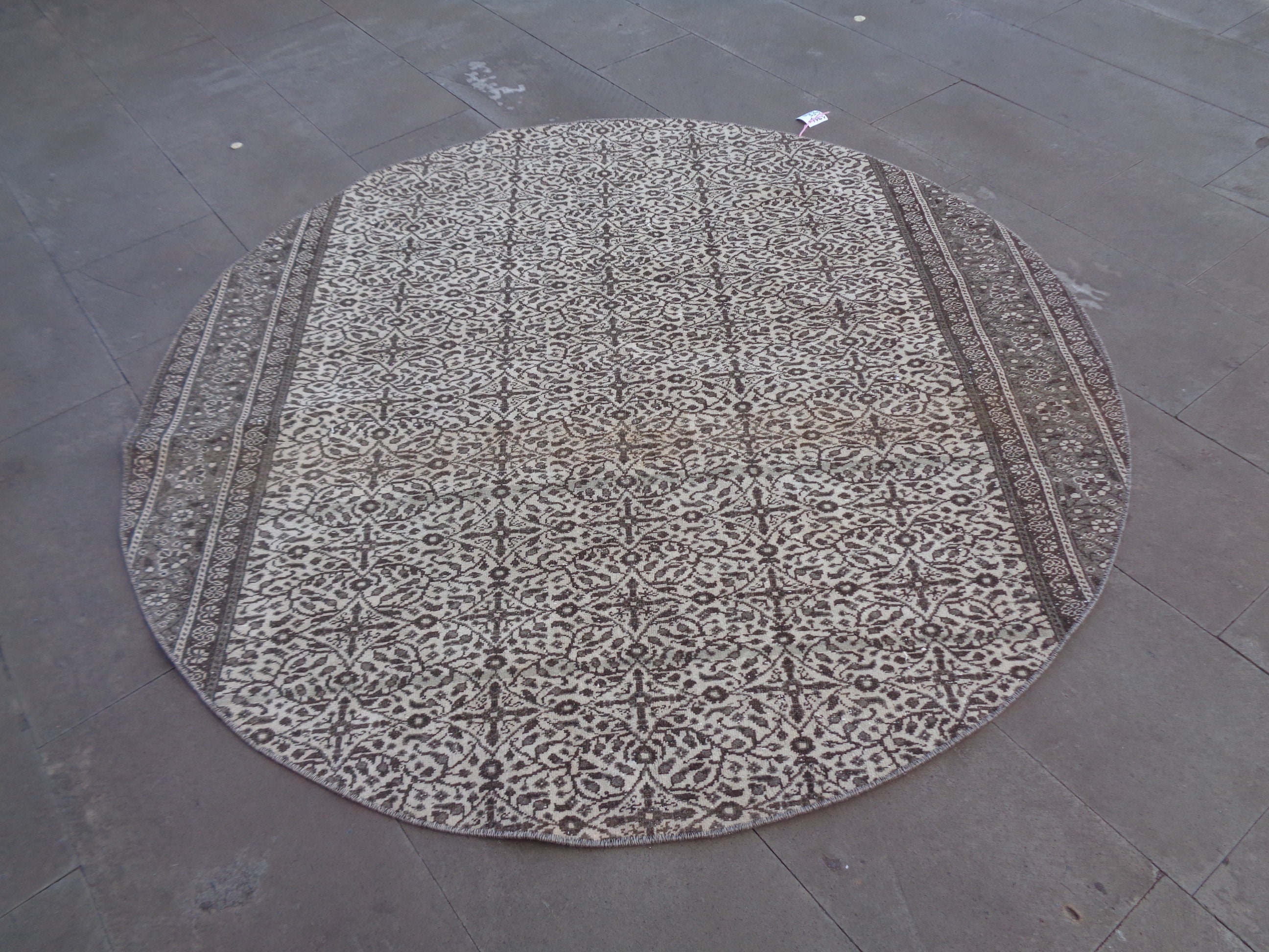 Circle Rugvintage Round Ruglow Pile Company Rugnatural | Etsy