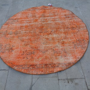 Circular Rug,vintage Round Rug,low Pile Kitchen Rug,overdyed Nursery ...