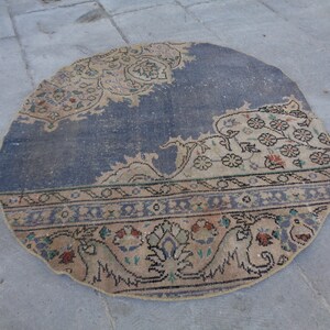Round Rug,muted Turkish Circle Rug,vintage Kitchen Carpet,distressed ...