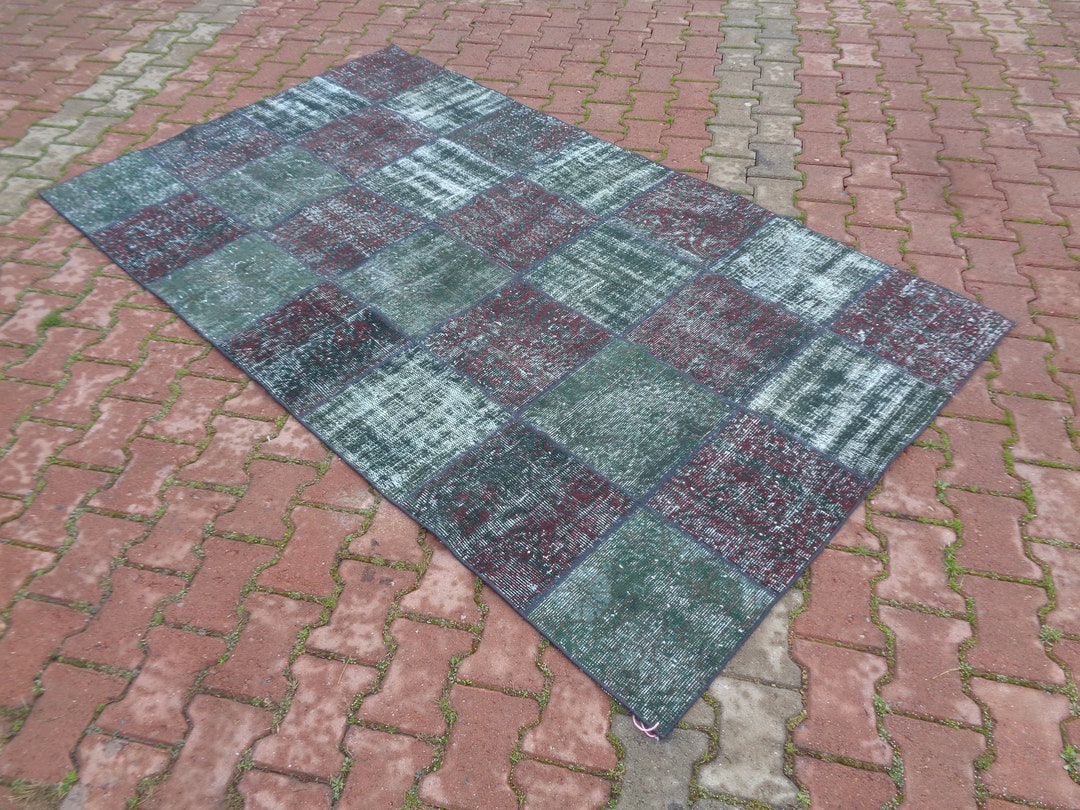 Burgundy-green Rug for Kids Room Vintage 8 X 4.6 Ft Rug for Nursery Non ...