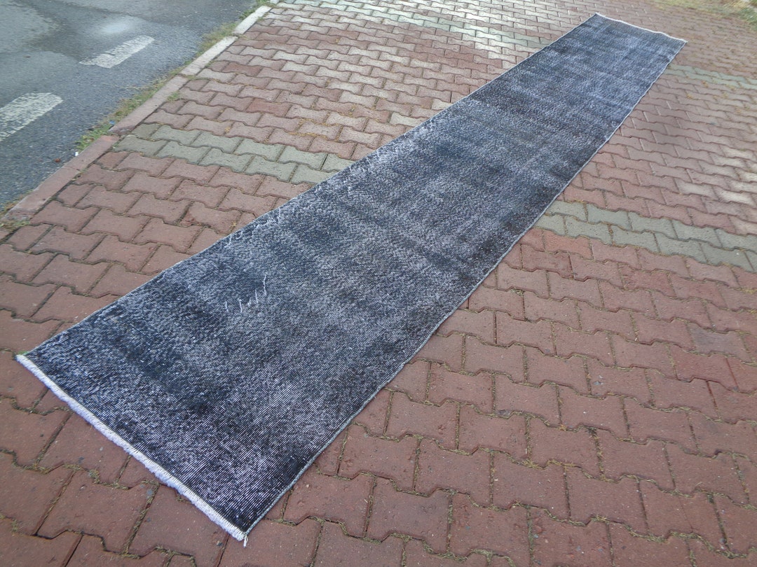17.5x2.8ft Extra Long Black Runner Rug, Unique Stair Treads Carpet ...