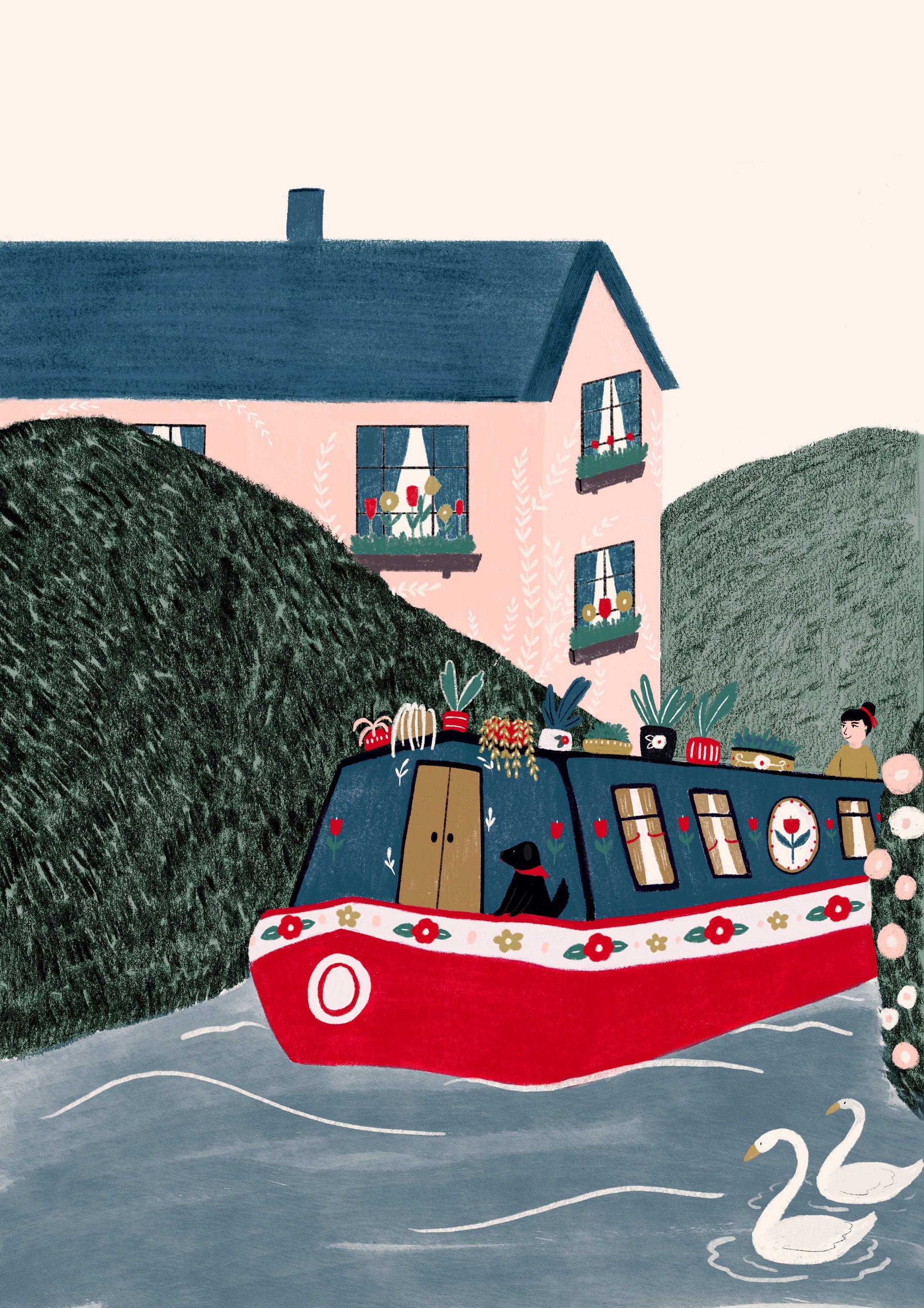 Canal Boat Print - Etsy