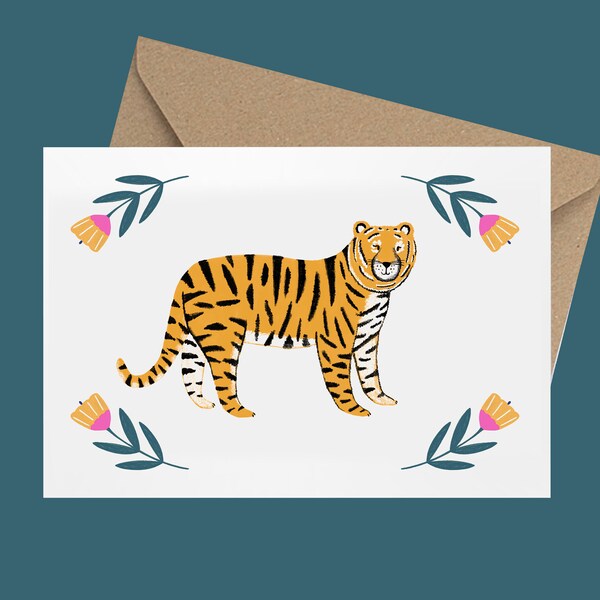 Tiger Greeting Card - Etsy