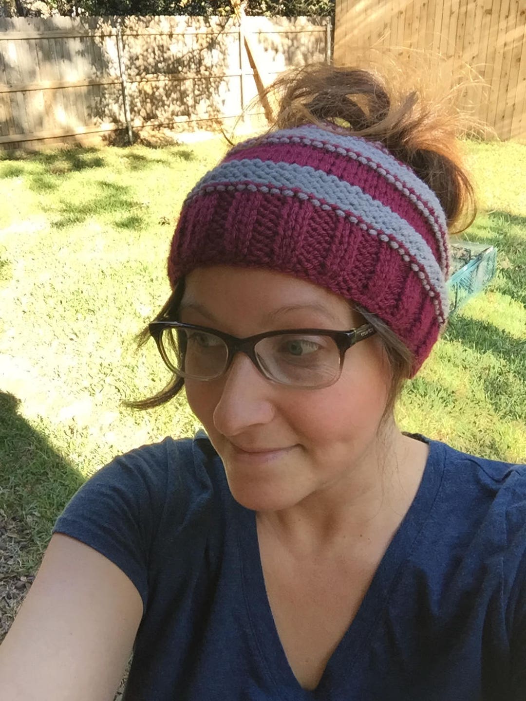 Messy Bun Knit Hat - Etsy