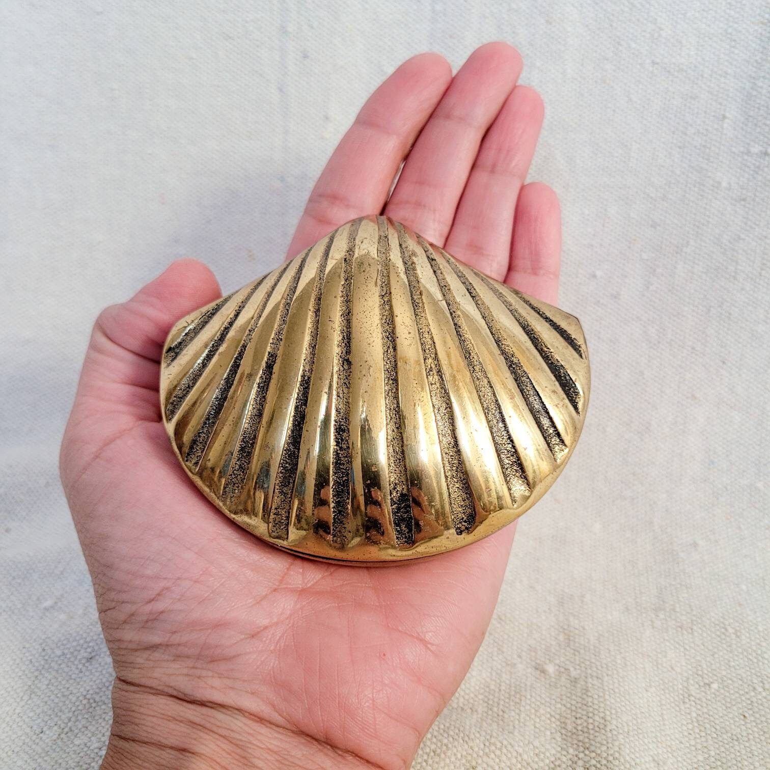Tobacciana Paperweight Nautical Ring Holder Pair of BRASS SHELL DISH ...