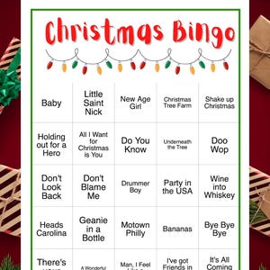 Christmas Music Bingo - Christmas Party Game - Etsy