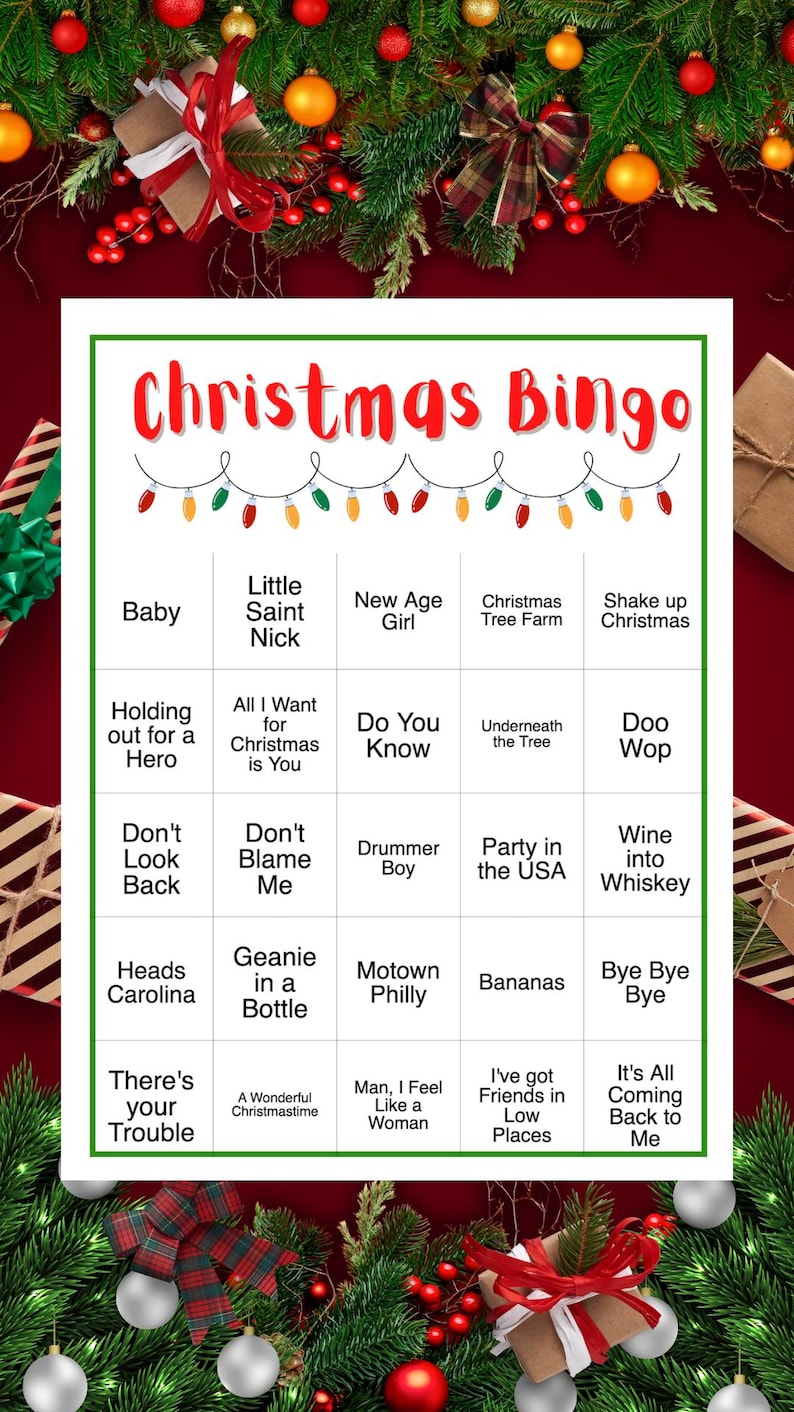 Christmas Music Bingo - Christmas Party Game - Etsy