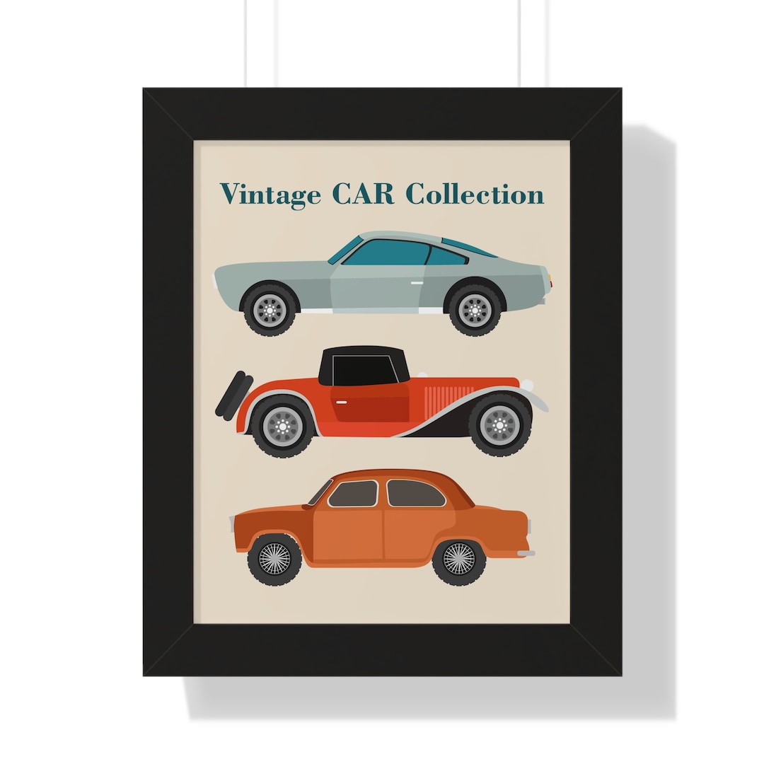 Vintage Print Retro Car Poster. Decor Gift. Car Framed Poster. Old Car ...