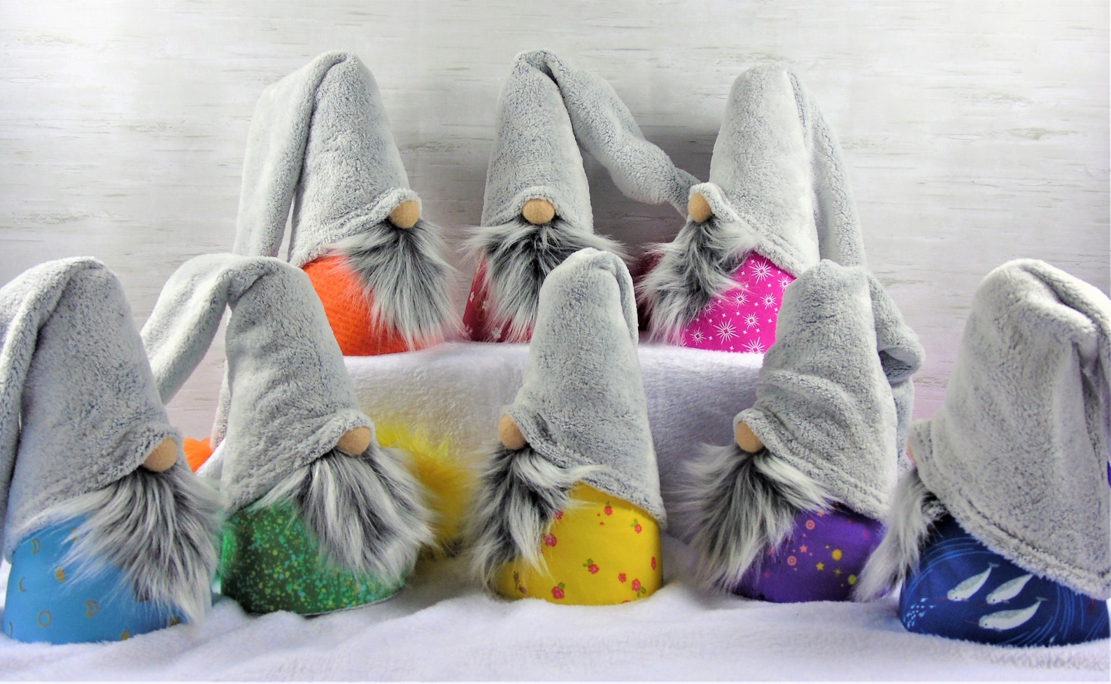 Set of Eight 9 Inch Tall Rainbow Gnomes Tomte Nisse Gonk - Etsy