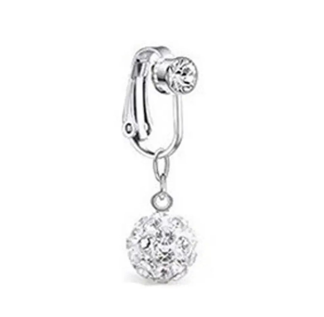 Fake Belly Button Piercing Faux Crystal Belly Button Jewellery Silver ...