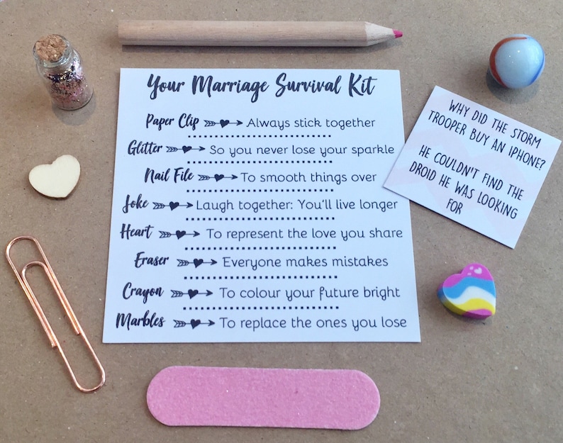 Personalised wedding / marriage survival kit complete with box | Etsy