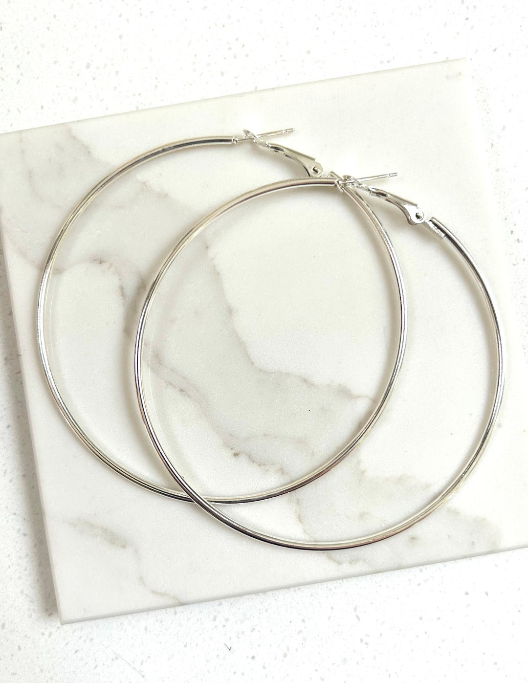 Silver Hoop Earrings Extra Large Silver Hoops 70mm Silver - Etsy