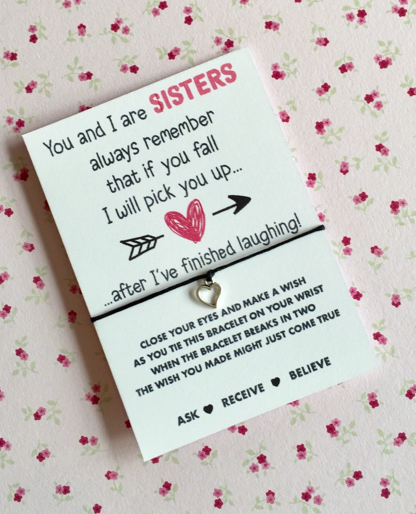 Sister wish string Sister wish charm bracelet Sister gift | Etsy