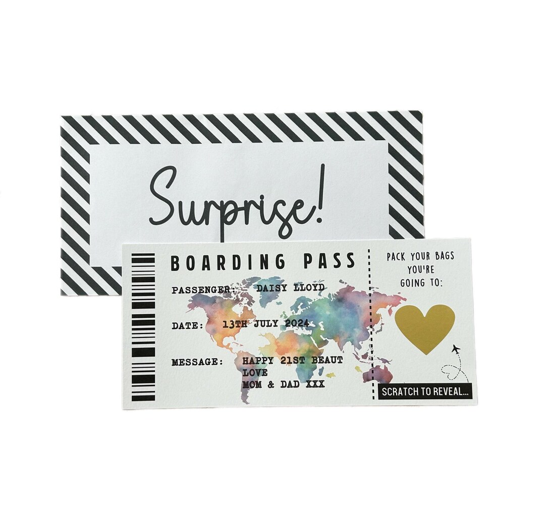 Personalised Boarding Pass Customised Travel Ticket Surprise Holiday ...