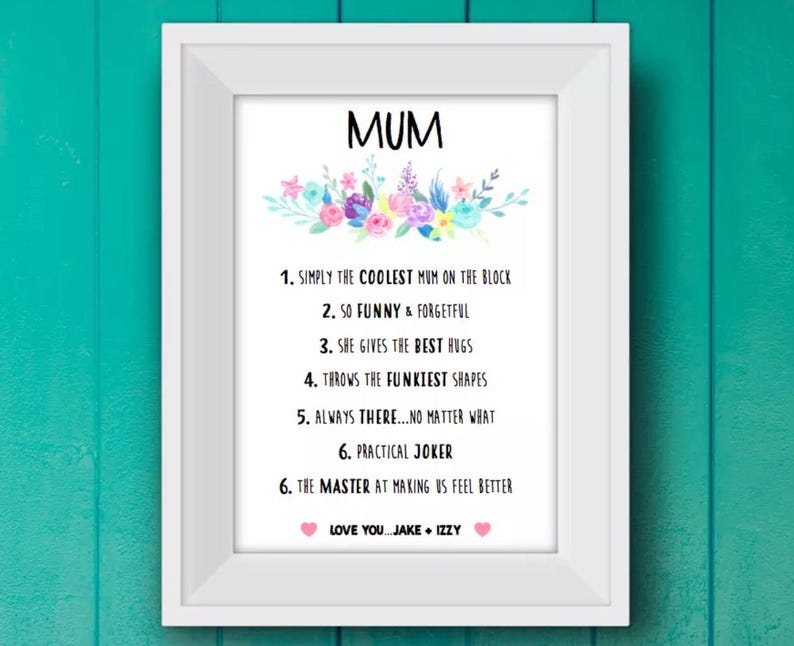 Personalisd Mum Print Mum Mom Mummy Mom Mam Mother - Etsy UK