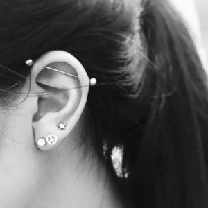 Industrial Barbell Piercing Stainless Steel Barbell With Ball and Spike ...