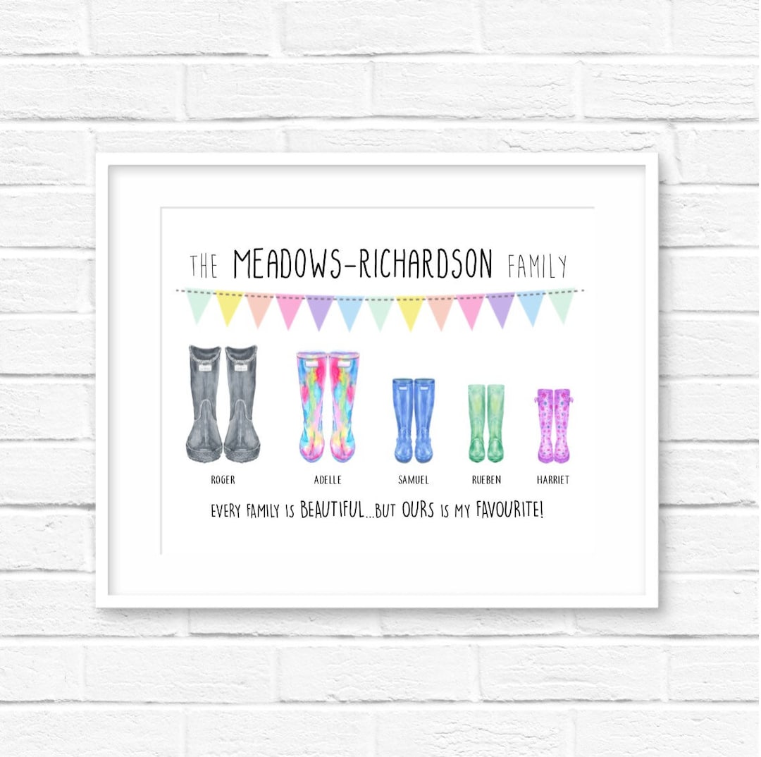 Wellies Print Watercolour Welly Boot Print Family Gift Welly Gift ...