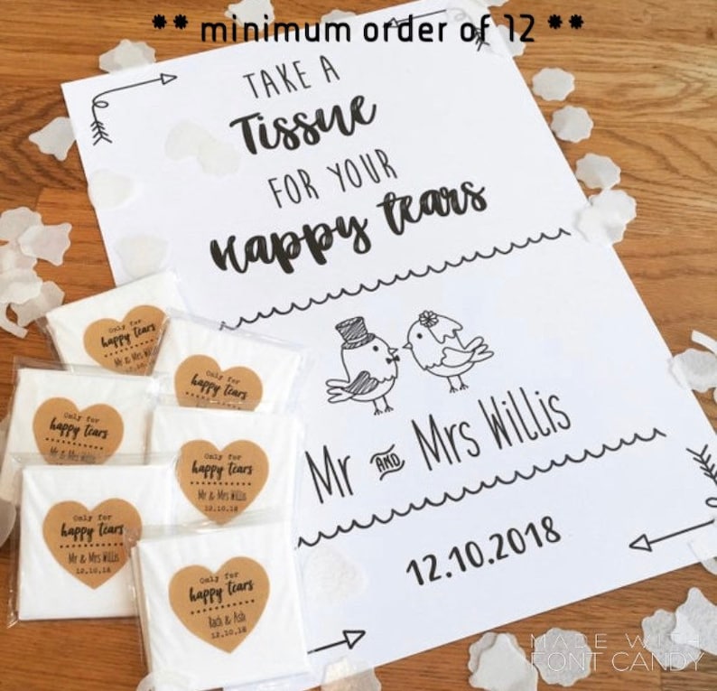 Happy Tears Wedding Favours Personalised Wedding Tissues - Etsy