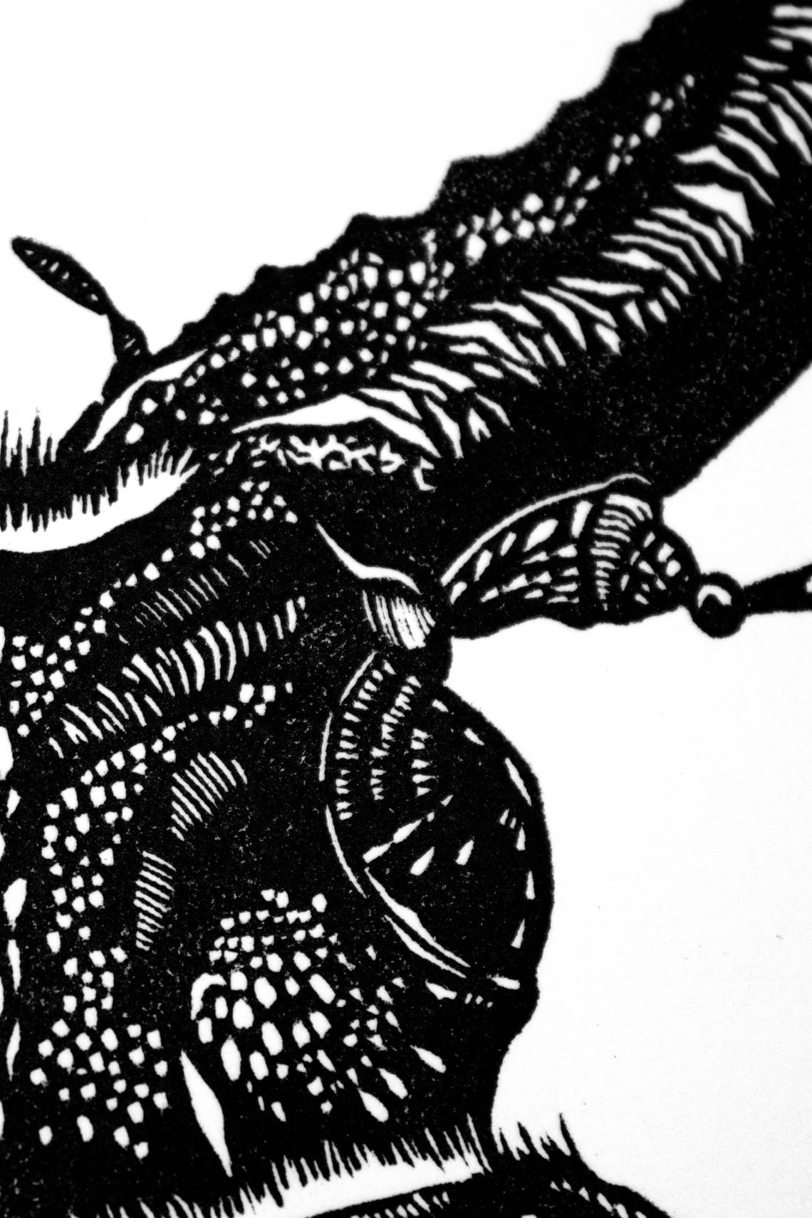 Macrodontia Cervicornis Sabertooth Longhorn Beetle Linocut - Etsy