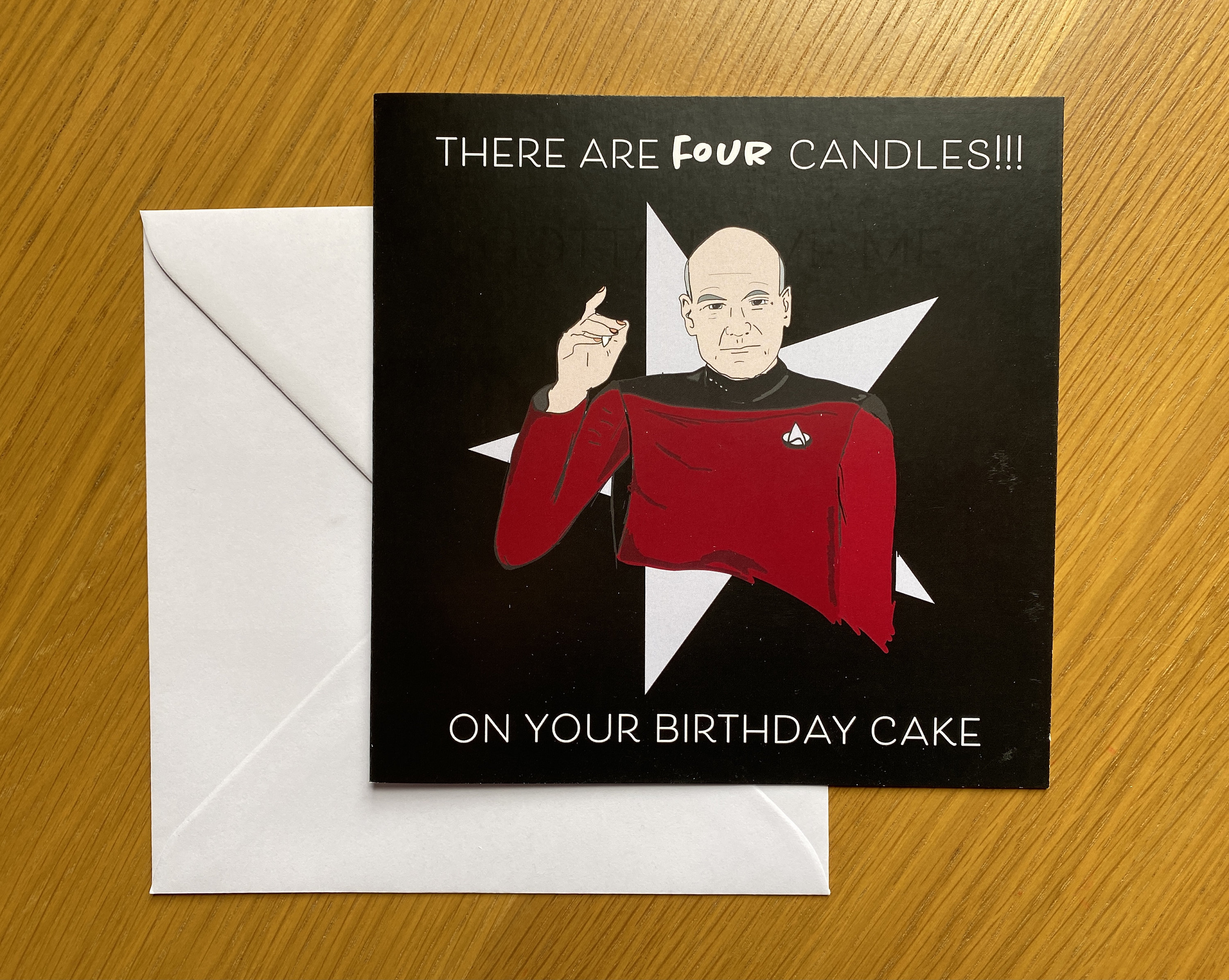 Captain Jean Luc Picard Star Trek Funny Art Birthday Card | Etsy