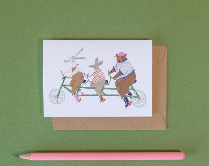 Bear & Dog Adventure Greeting Illustration Art Card Blank Inside by ...