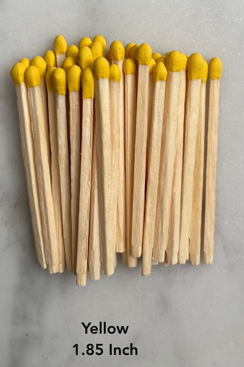 1.85" Yellow Matchsticks | 40 Artisan Colored Tip Safety Matches - Etsy