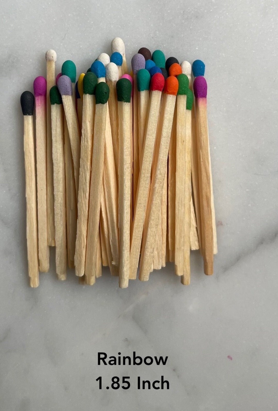 1.85" Rainbow Matchsticks | 40 Artisan Colored Tip Safety Matches - Etsy