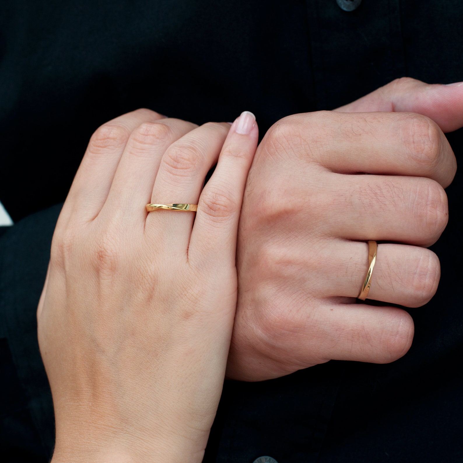 Mobius Ring Gold Mobius Ring Set His and Her Solid Gold | Etsy