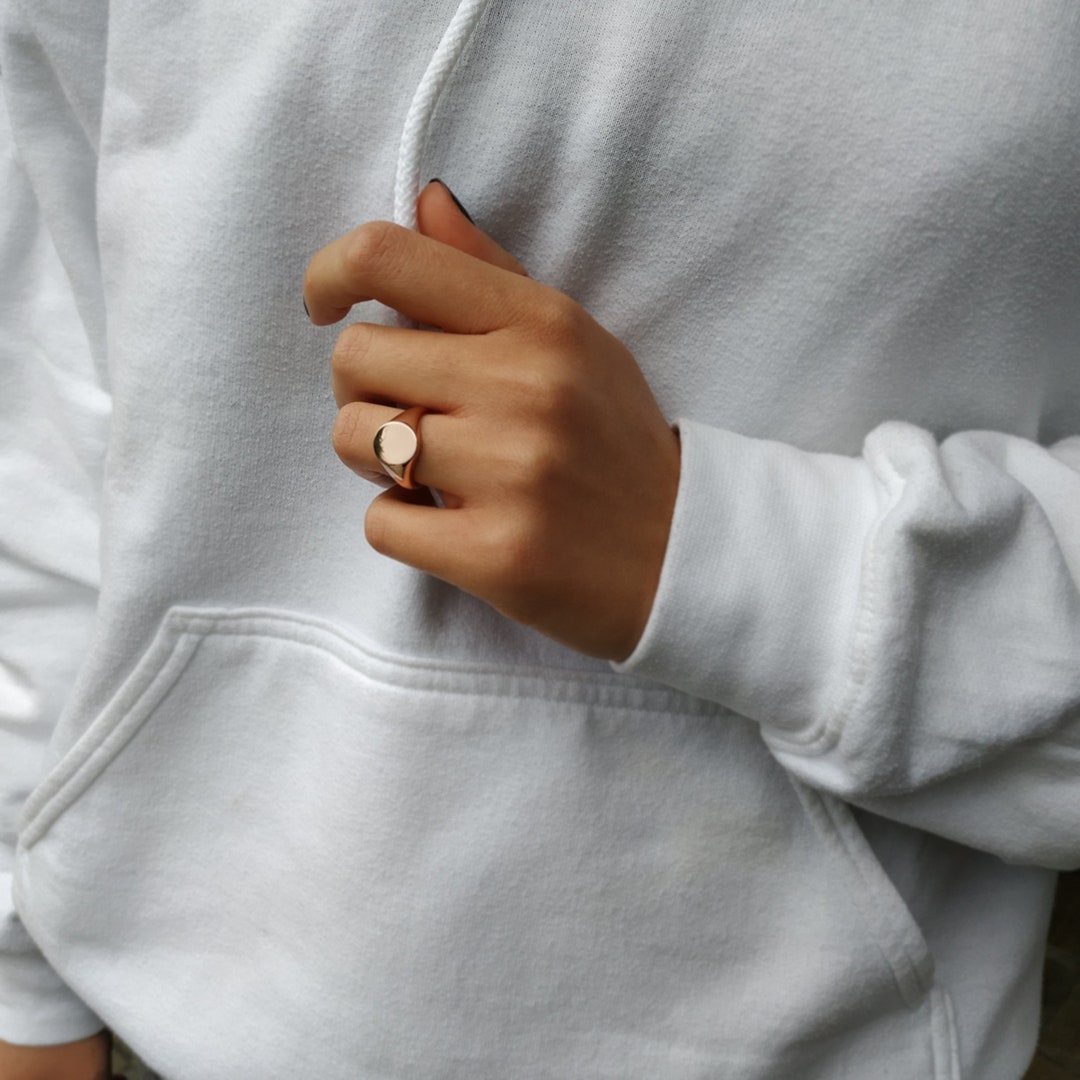 Custom Oval Signet Ring for Women, Initial Engraved Ring, Oval Solid ...