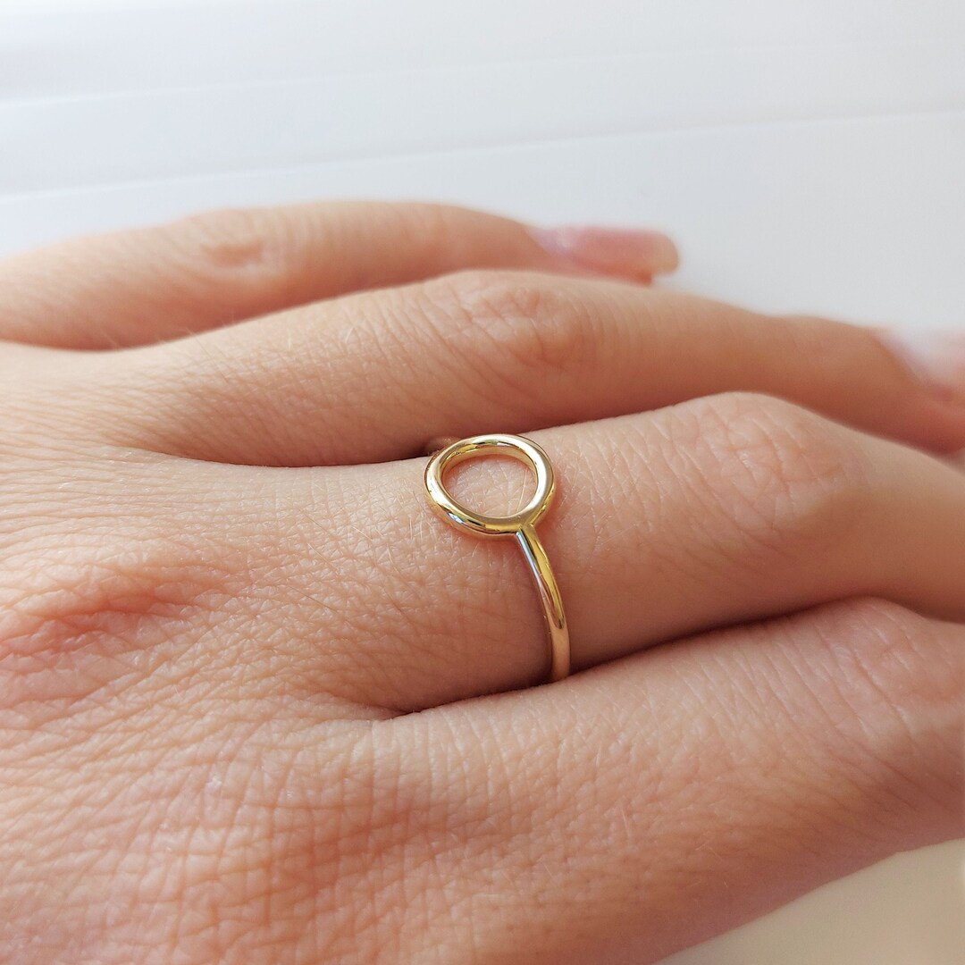 Open Circle Ring in Solid Gold, 9K 14K 18K Gold Filled Geometric Ring ...